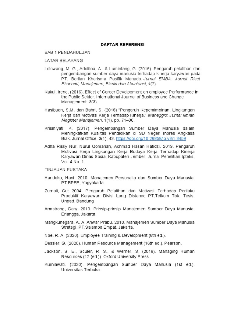 DAFTAR REFERENSI PROPOSAL | PDF