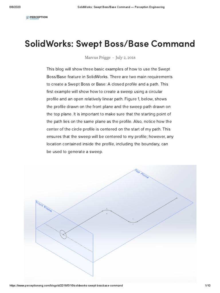 SolidWorks_ Swept Boss_Base Command — Perception Engineering | PDF ...