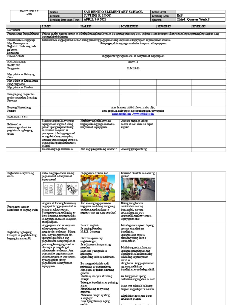 3rd Quarter ESP Week 8 | PDF