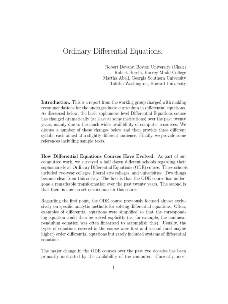 Ord Diffeq | PDF | Ordinary Differential Equation | Eigenvalues And ...