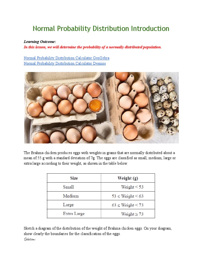 Normal Probability Distribution Introduction: Learning Outcome | PDF