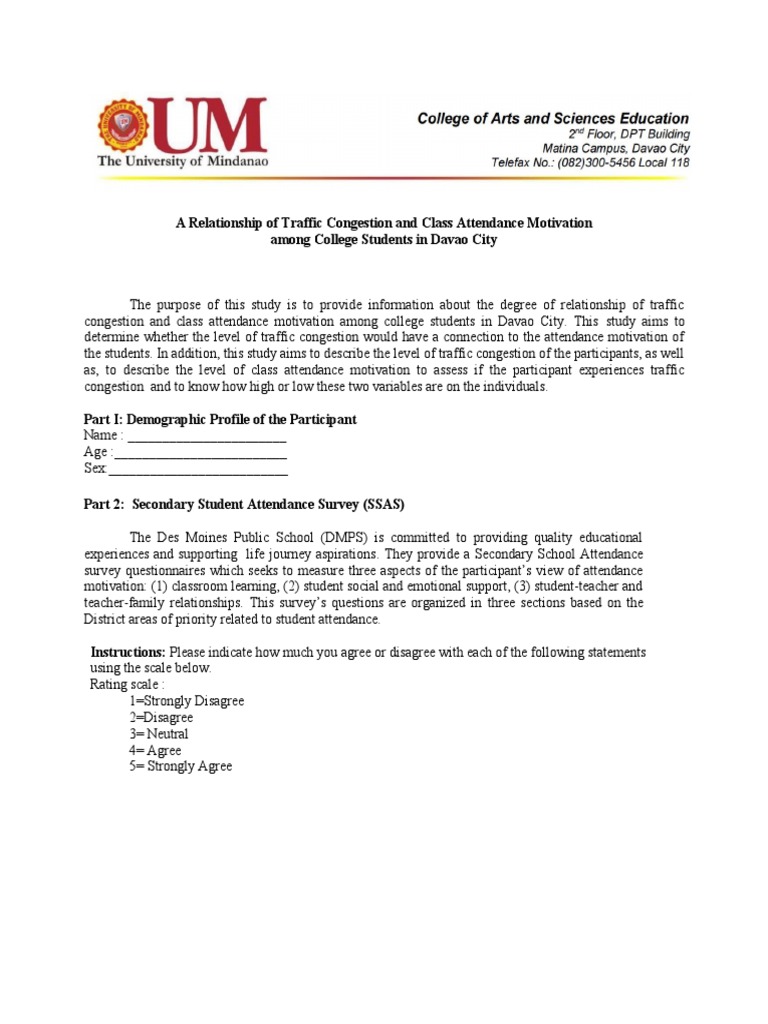 Student Attendance Survey Questions | PDF