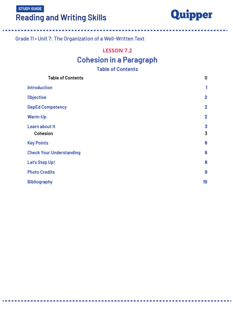 ME EngRW 11 Q3 0702 - SG - Cohesion in A Paragraph | PDF | Dieting ...