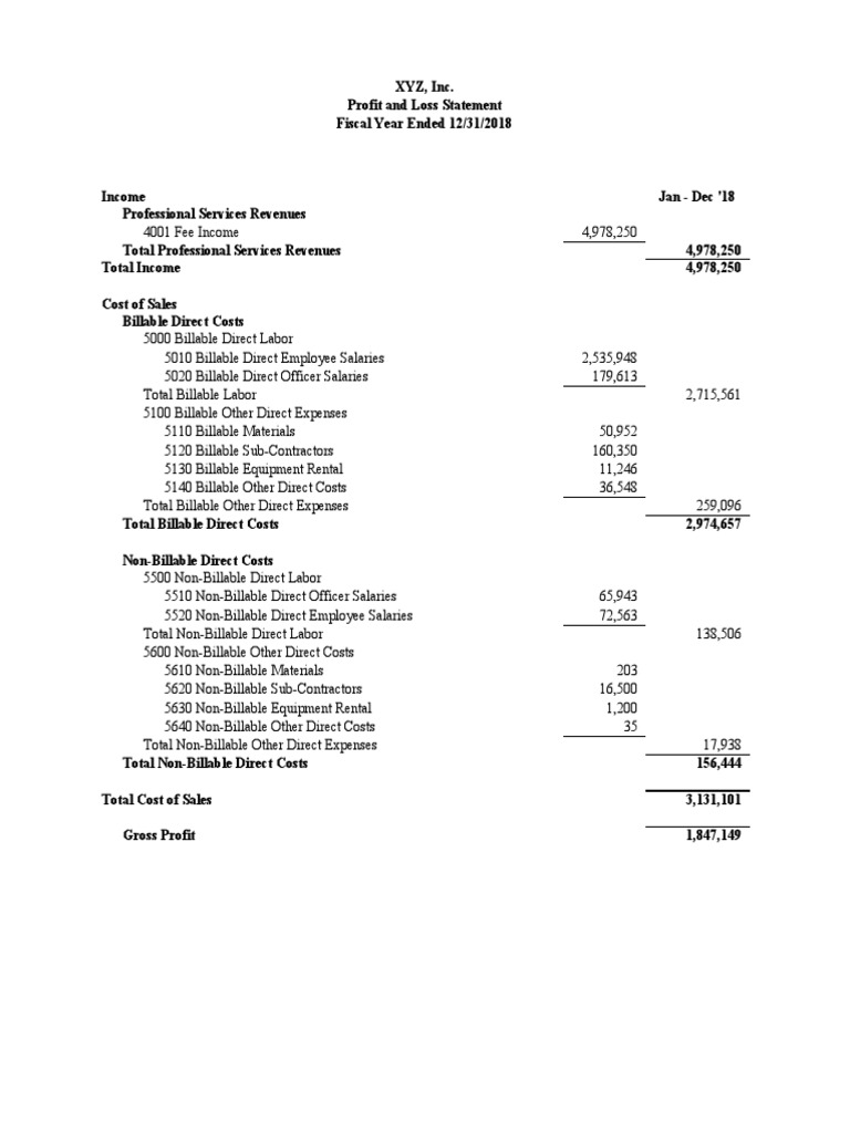 Profit and Loss Statement Example | PDF | Expense | Employee Benefits