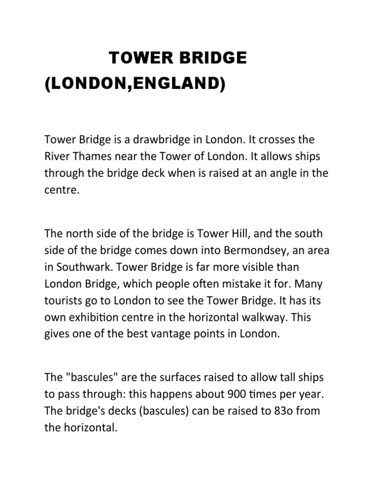 Tower Bridge Iconic London Drawbridge | PDF