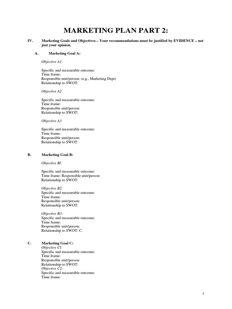 Marketing Plan Template Overview | PDF