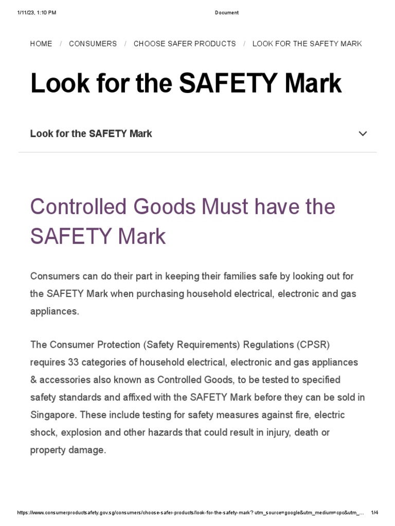 Look For The SAFETY Mark | PDF | Business