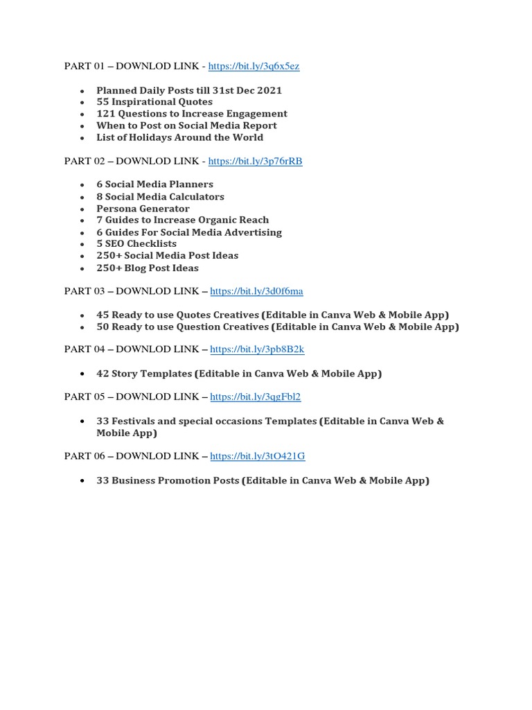 365 Days Social Media Calander Plan - Template | PDF