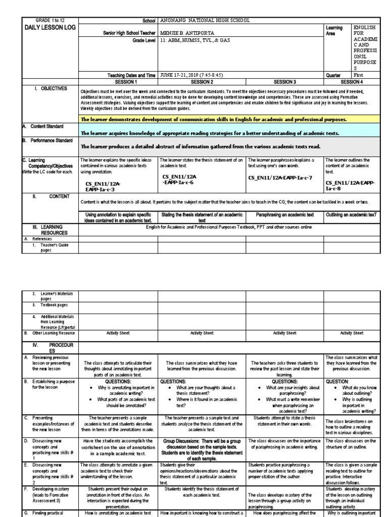 Lesson Plan in Practical Research | PDF | Learning | Thesis