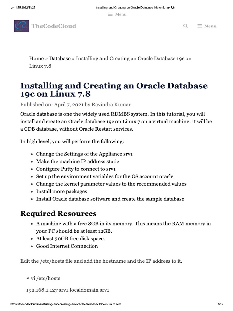 Installing And Creating Oracle Database 19c On Linux 7 Pdf 9331