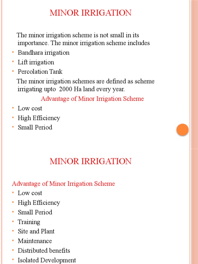 Minor Irrigation | PDF | Irrigation | Dam
