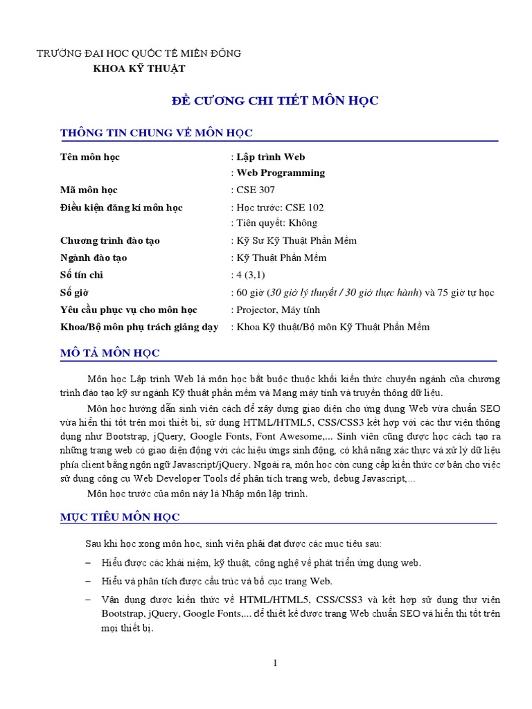 CSE 307 - Lap Trinh Web - DCCT | PDF