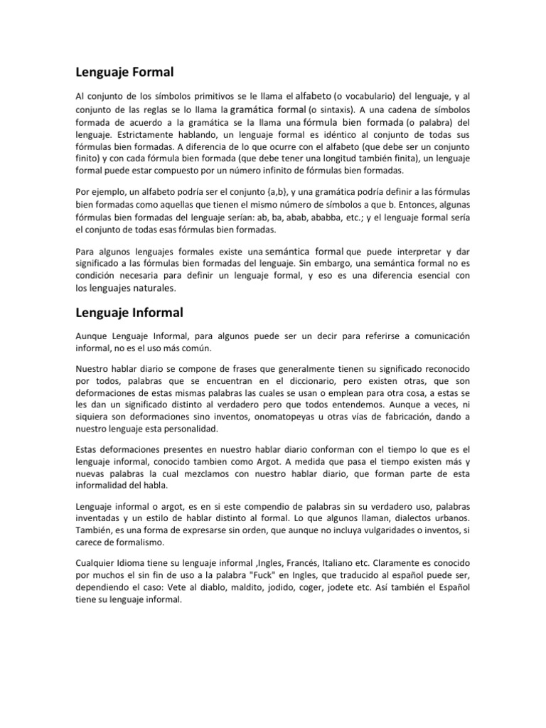 Lenguaje Formal | PDF