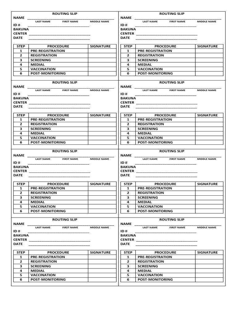 Routing Slip-Vaccination | PDF