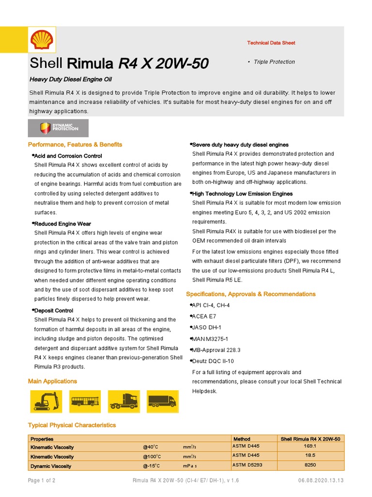 Shell Rimula R4 X 20W-50: Performance, Features & Benefits | PDF ...