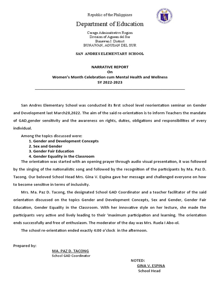 Gad Narrative-2023 | PDF | Gender | Gender Studies