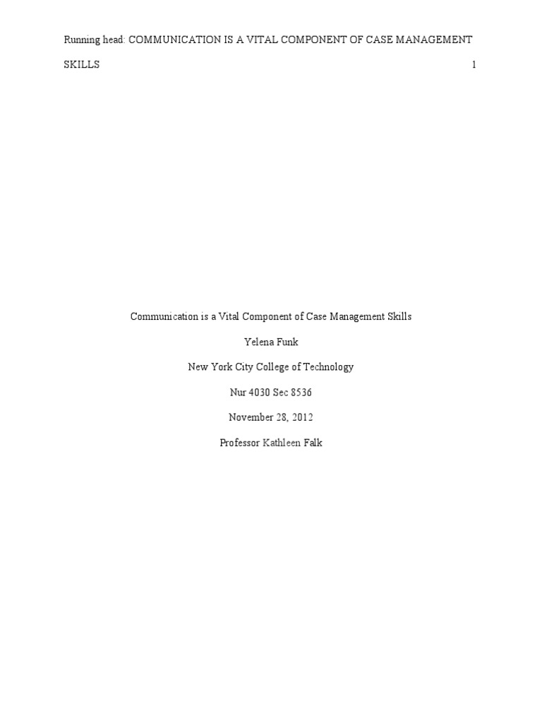 Communication Is A Vital Component of Case Management Skills | PDF ... Communication Is A Vital Component of Case Management Skills | PDF ...