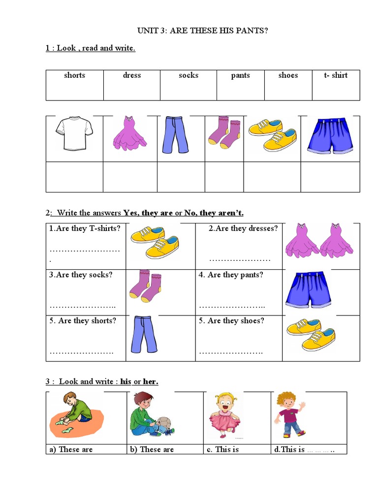 Bài tập bổ trợ family and friends 2 national edition unit 3 - | PDF | Trousers | Dress Codes