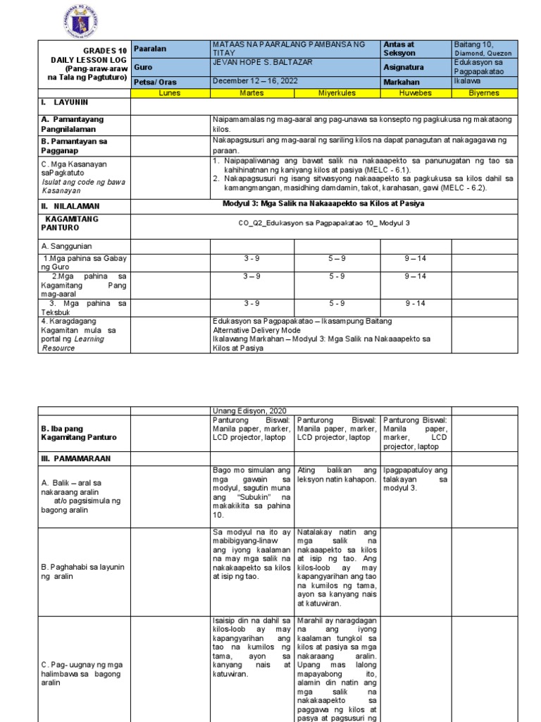 FINAL EsP DLL 10 Q2 - MOD - 3 | PDF