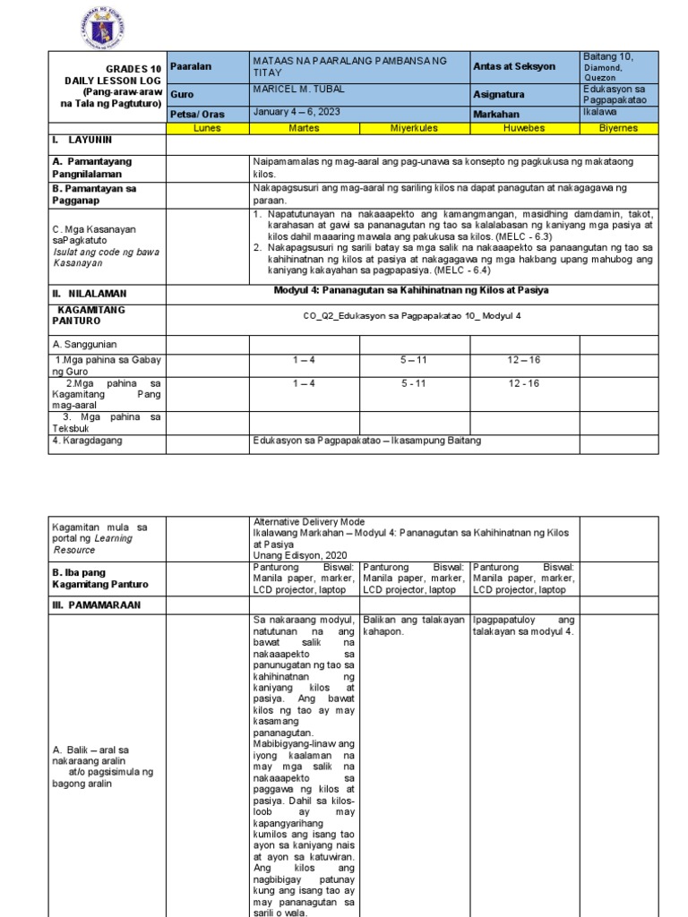 FINAL EsP DLL 10 Q2 - MOD - 4 | PDF