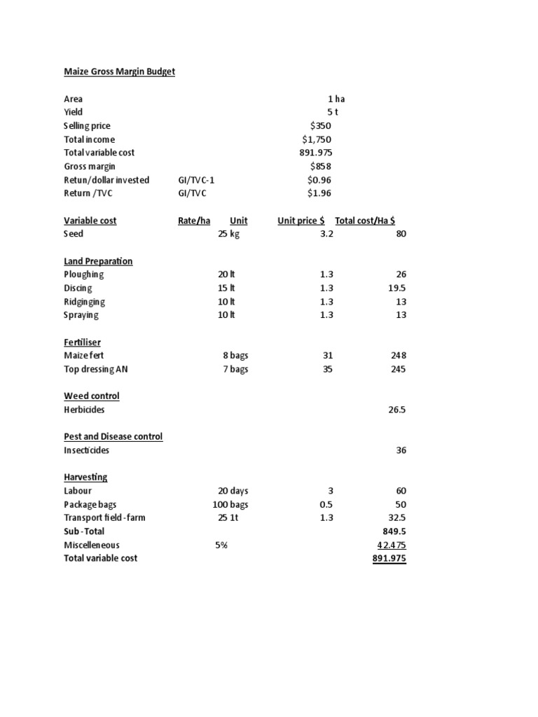 Sugar Beans Farming Budget Overview | PDF | Food Industry | Agriculture