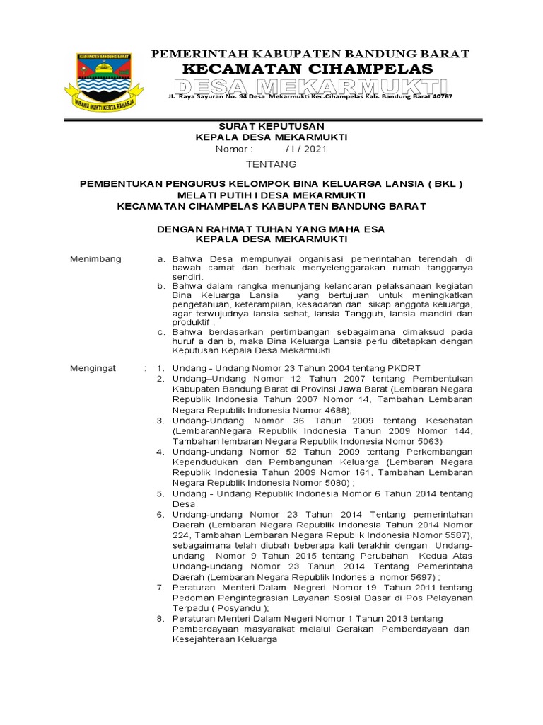 SK BKL Melati Putih | PDF | Ilmu Sosial