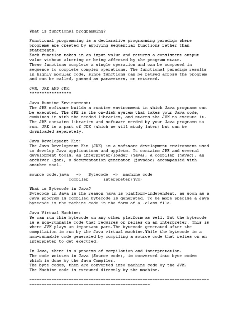 Java Interview Notes Pdf Java Virtual Machine Method Computer Programming