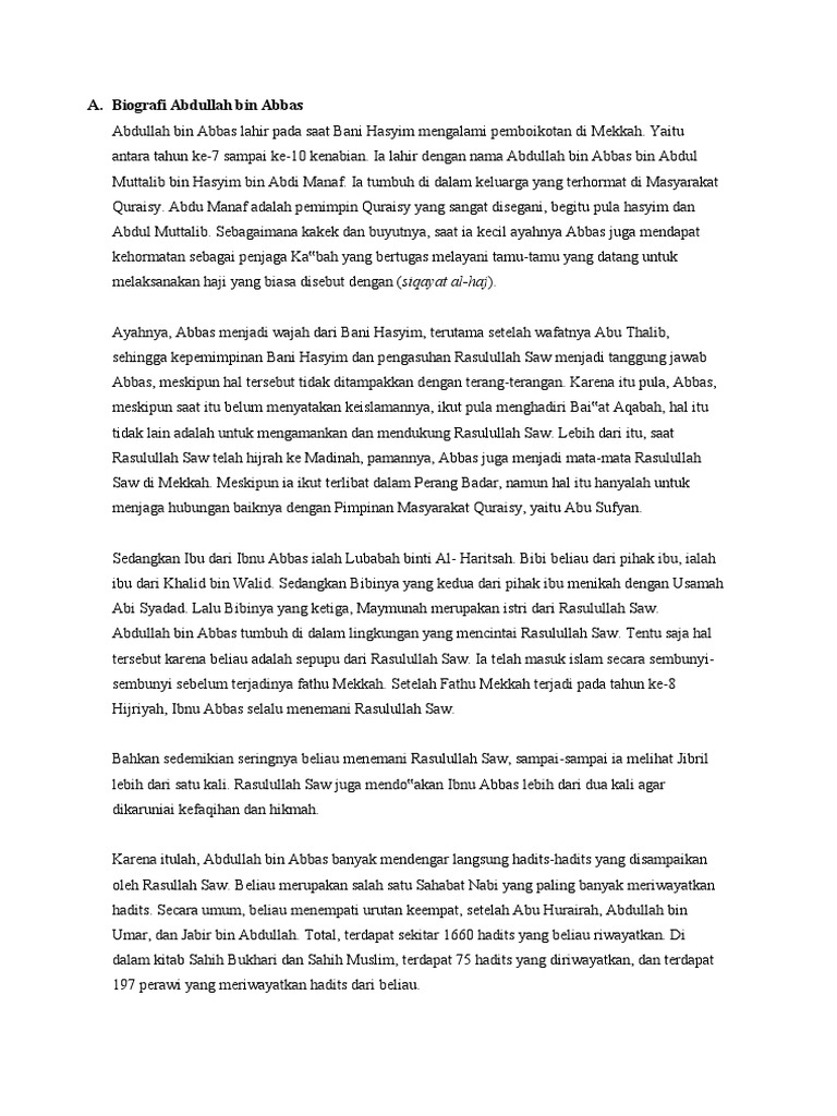Biografi Abdullah Bin Abbas | PDF