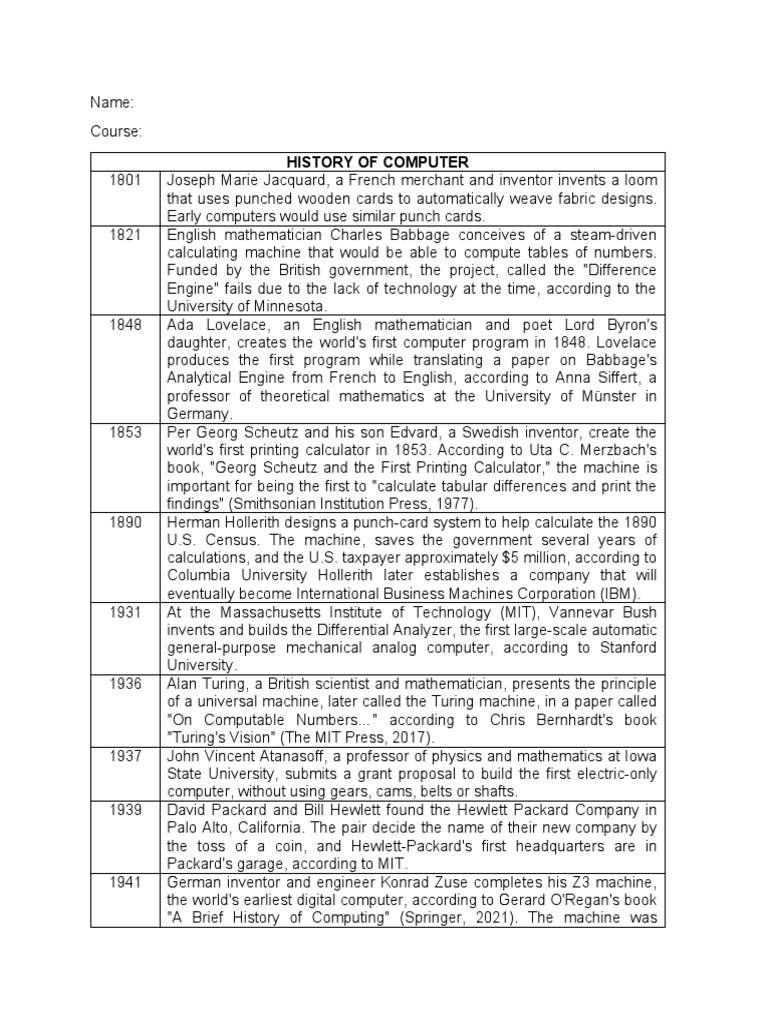 History of Computer | PDF | Computing | Computer Science