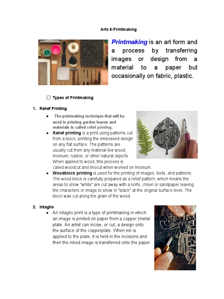 Arts 6-Printmaking | PDF | Printmaking | Woodcuts