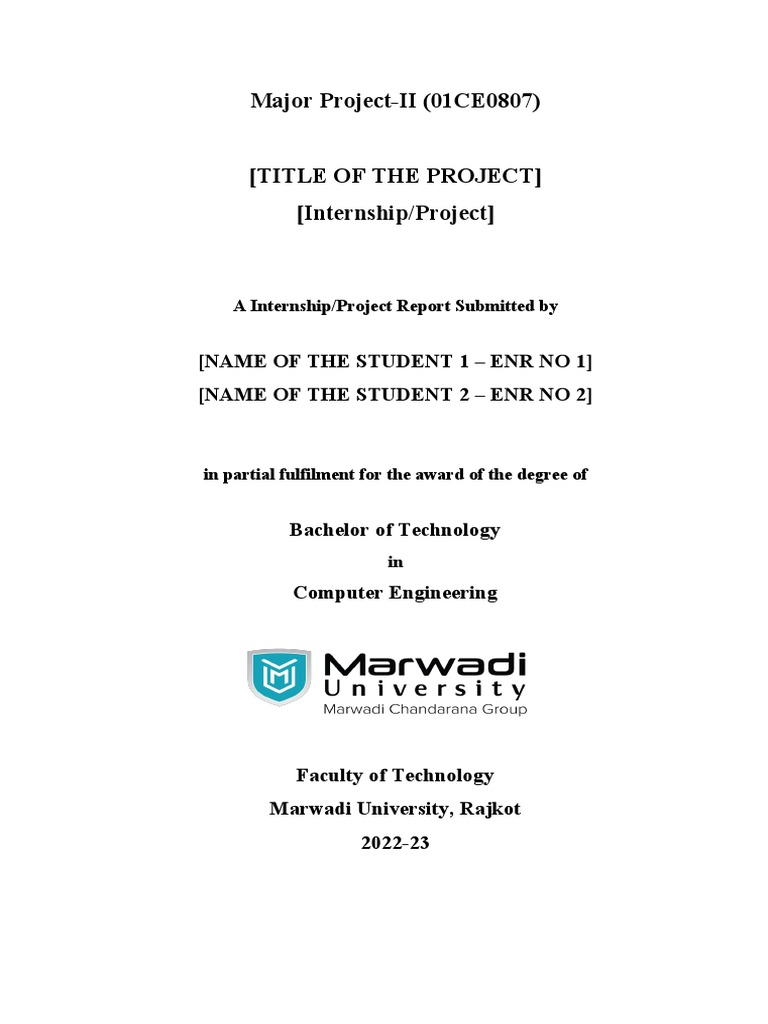 Major Project-II (01CE0807) (Title of The Project) (Internship/Project ...