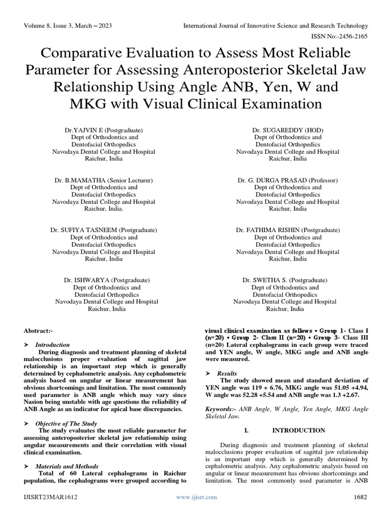 Comparative Evaluation To Assess Most Reliable Parameter For Assessing ...