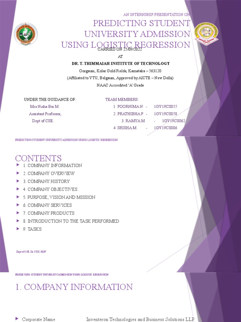 Internship Final 1 | PDF | Regression Analysis | Logistic Regression