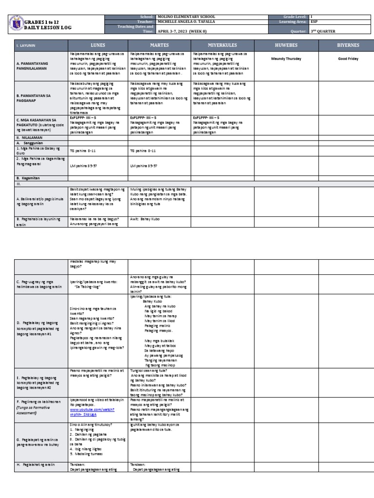 DLL - Esp 1 - Q3 - W8 | PDF