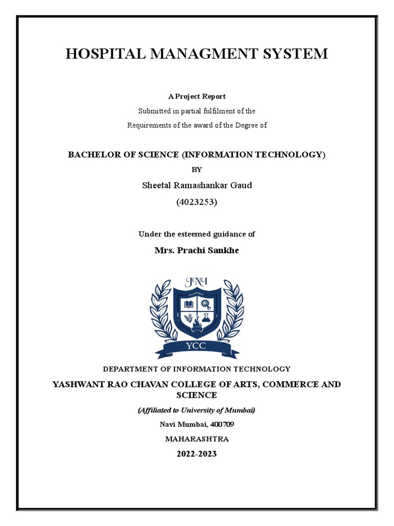 Hospital Management System Black Book | PDF | Software Testing | Html ...