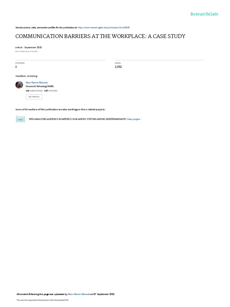 Communicationbarriersattheworkplaceacasestudy3299 13072 2 PB | PDF ...