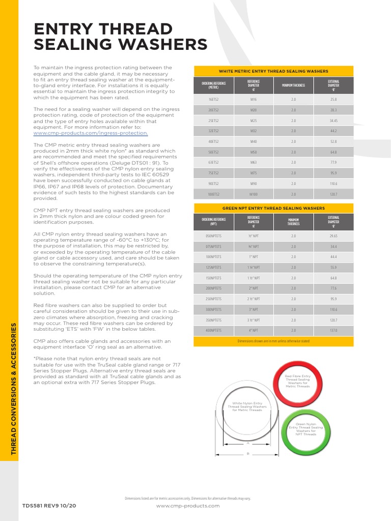 Entry Thread Sealing Washers Metric | PDF | Mechanical Engineering ...