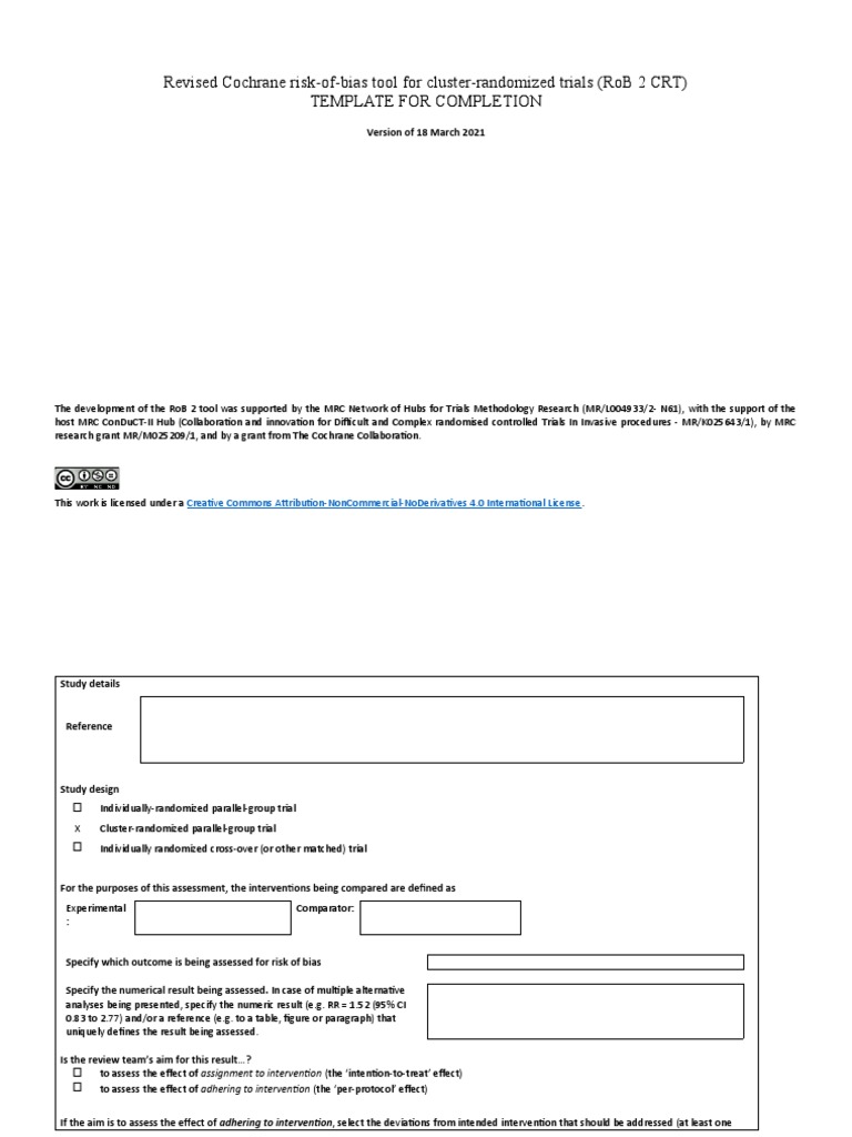 RoB 2 Template Cluster Trial | Download Free PDF | Bias | Clinical Trial