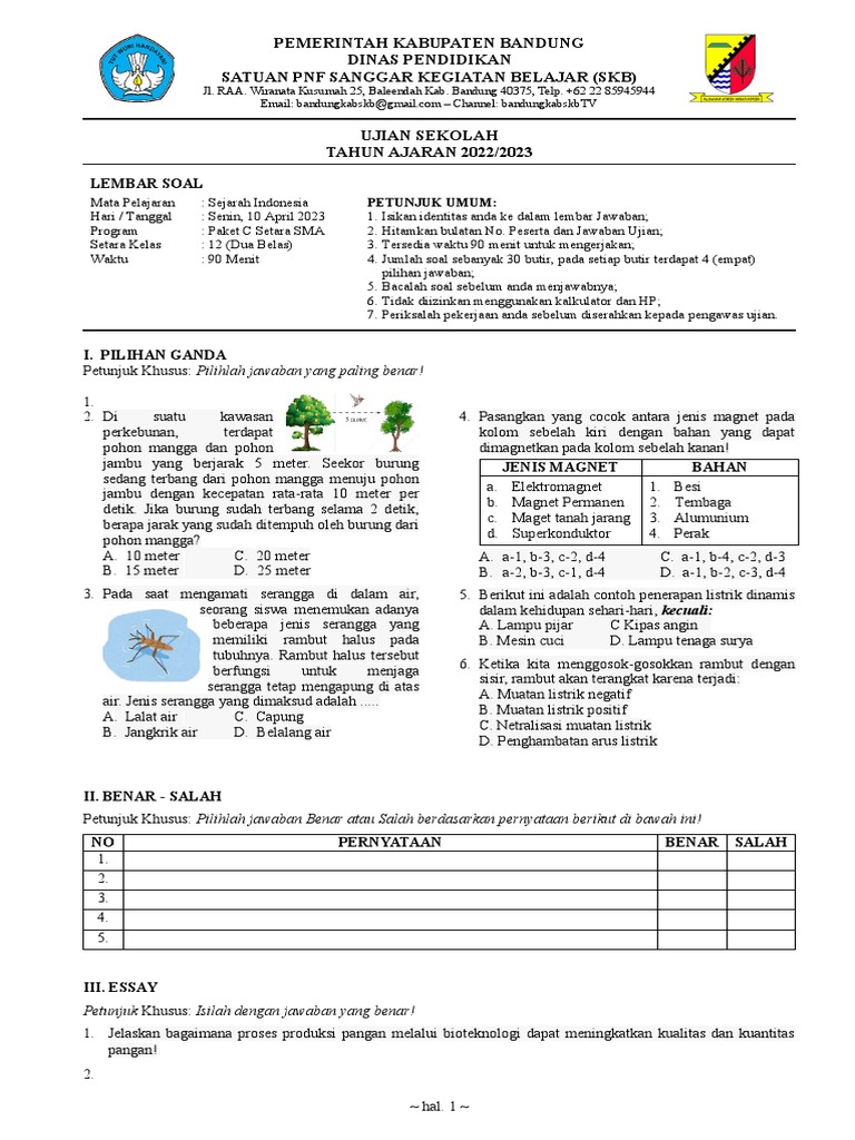 Contoh Format Soal salinan | PDF