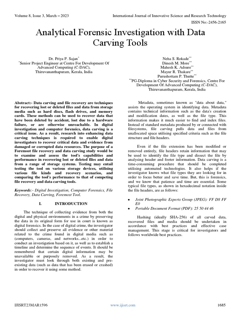 Analytical Forensic Investigation With Data Carving Tools | PDF | Computer File | File Format