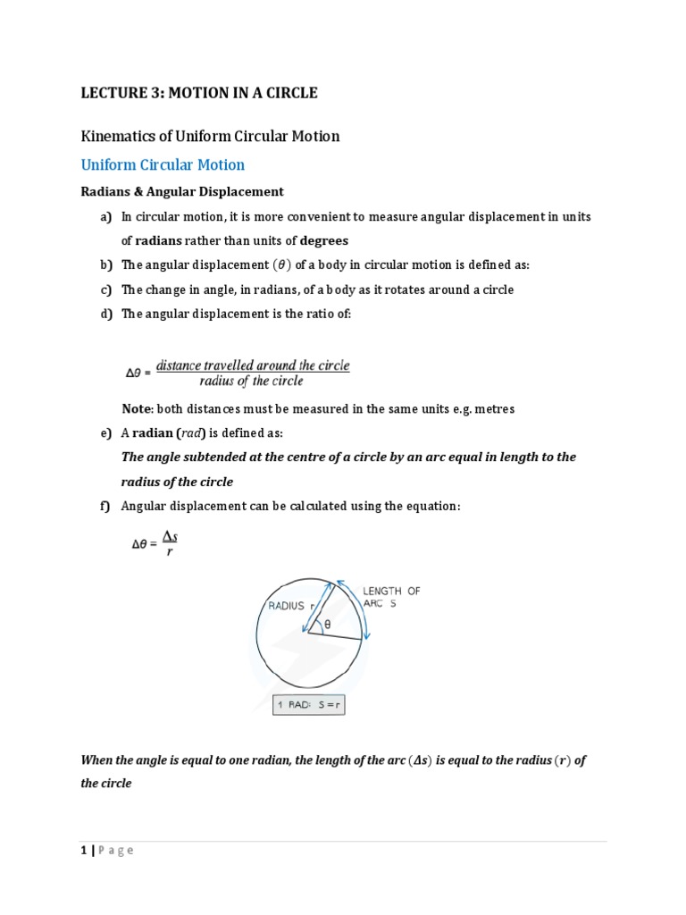 Lecture 3-Motion in A Circle | PDF | Acceleration | Speed