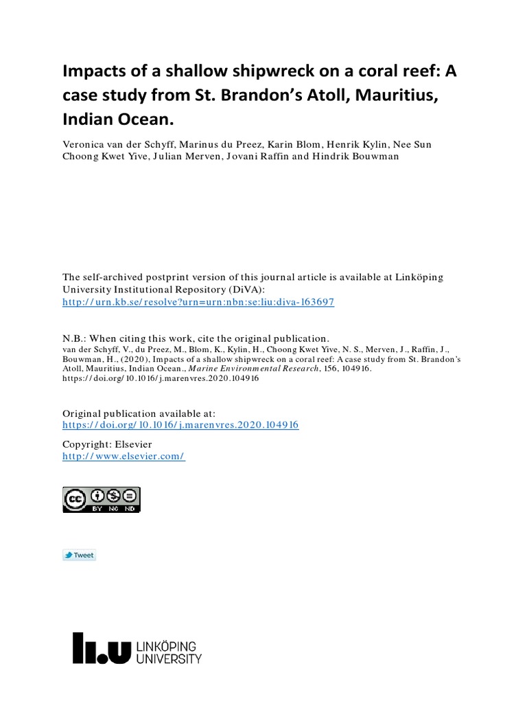 Impacts of A Shallow Shipwreck On A Coral Reef: A Case Study From St ...