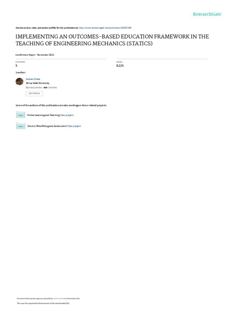 ICCEE2012-STATICS-Paper-Oreta-Capiz-Roxas (1) Aaa | PDF | Force | Curriculum