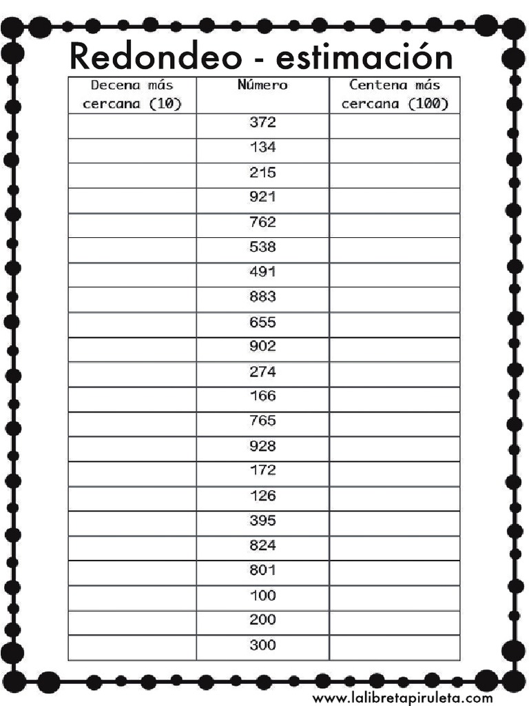 ESTIMACION Y REDONDEO Decenas y Centenas | PDF
