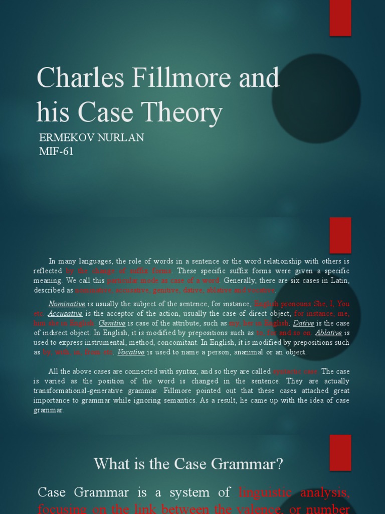 Charles Fillmore | PDF | English Language | Syntactic Relationships