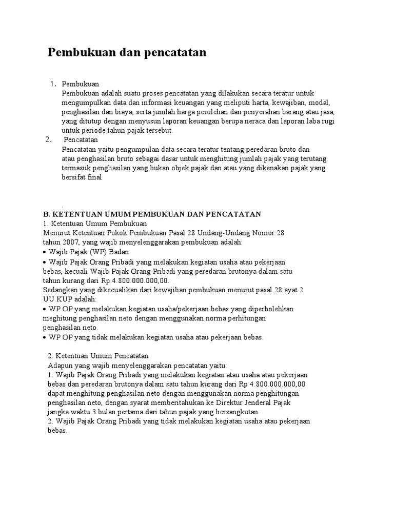Pembukuan dan pencatatan pajak | PDF