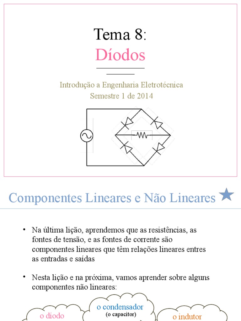 Tema 8, Díodos | PDF | Diodo | Semicondutores