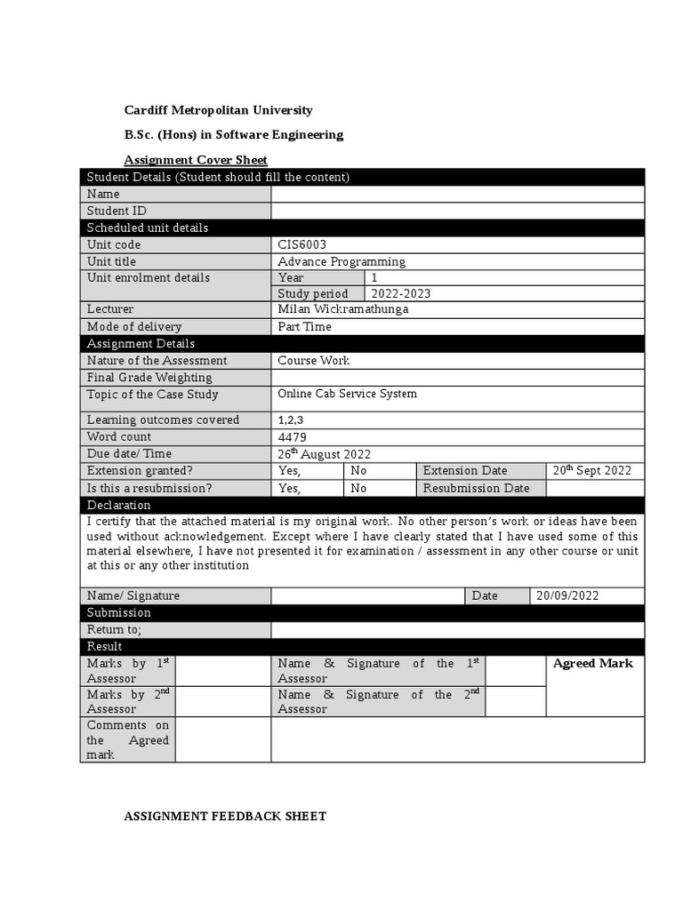 Cardiff Metropolitan University B.Sc. (Hons) in Software Engineering ...