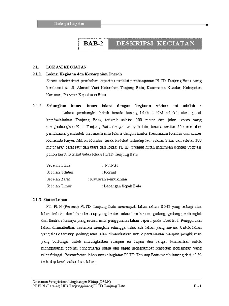 BAB 2 DPLH Tanjung Batu | PDF