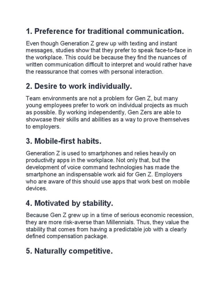 Gen Z Characteristics | PDF